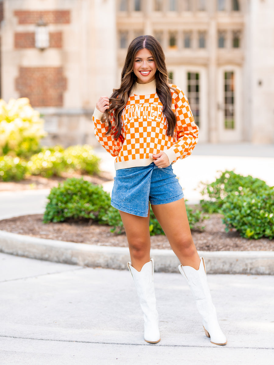 U Of Tennessee Checkerboard Sweater – Josie's Boutique